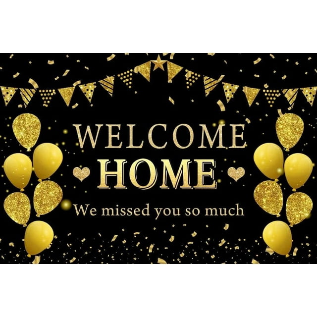 Welcome Back Backdrop Black Gold Homecoming Welcome Party Decor We ...