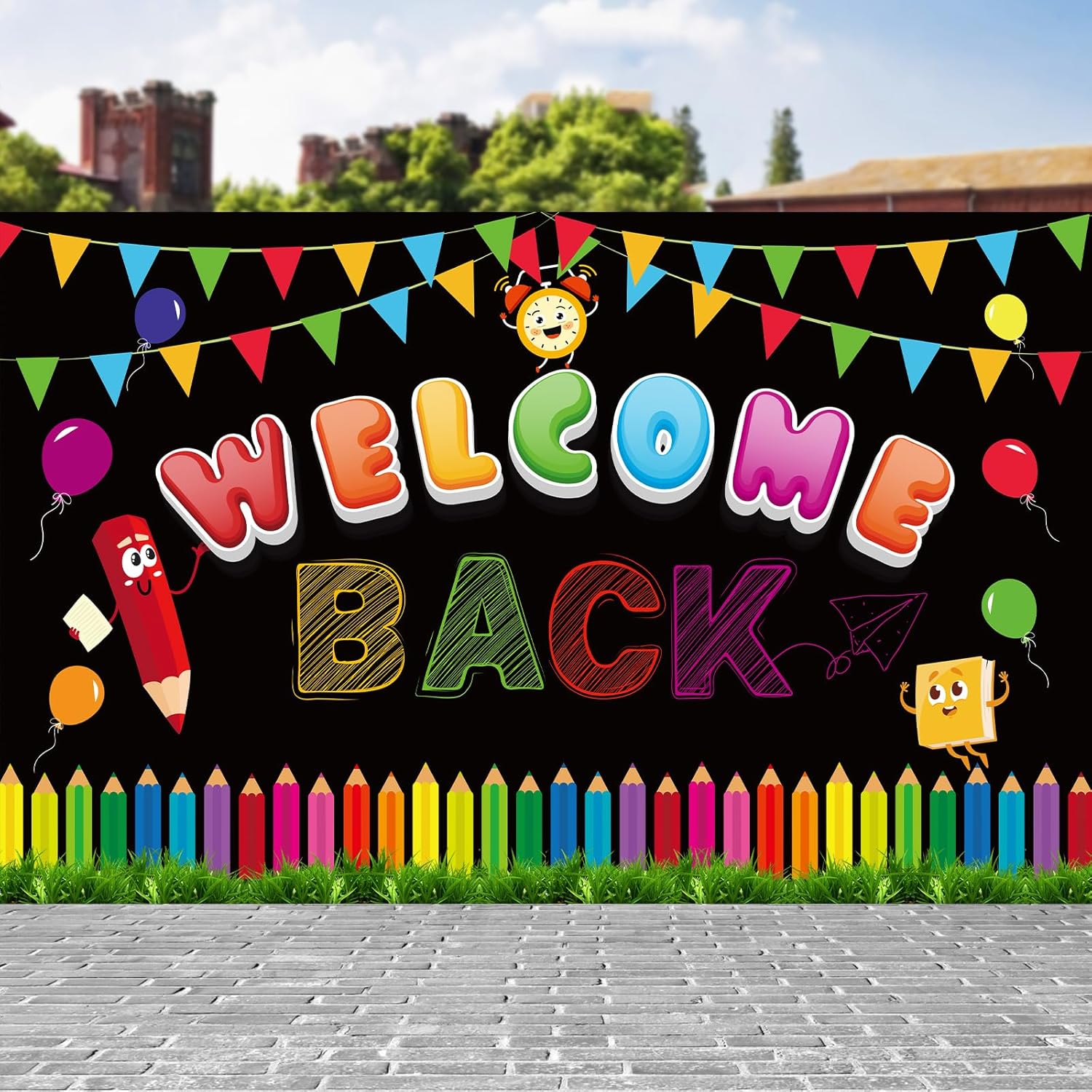 Welcome Back Banner, 5.9x3.6ft Welcome Back Backdrop Sign with Rope ...