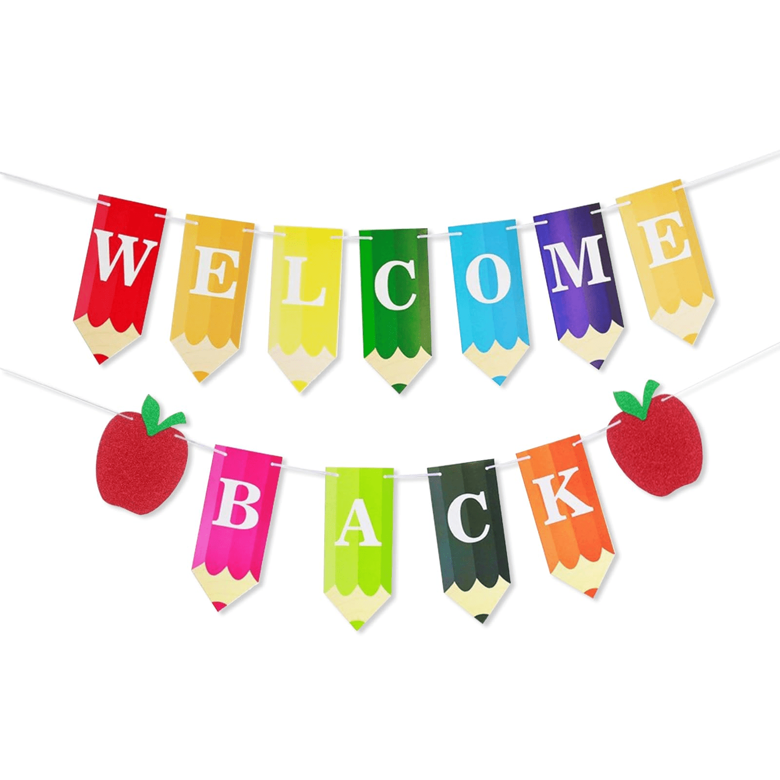 Welcome Back Banner Colorful Pencil Back to School Decorations First ...