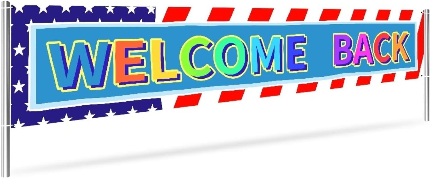 Welcome Back Banner Indoor Outdoor Fabric Large Welcome Back Sign ...
