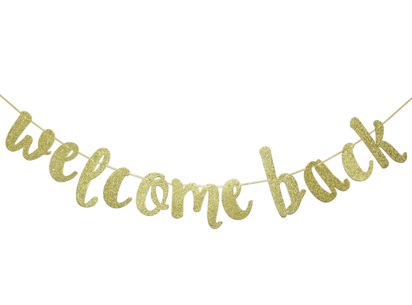 Qttier Hanging Sign Banner - Welcome Back Gold Glitter, Back to School ...