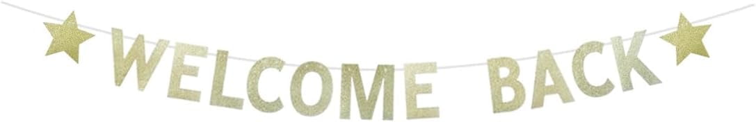 Welcome Back Gold Glitter Vintage Banner for First Day of School ...