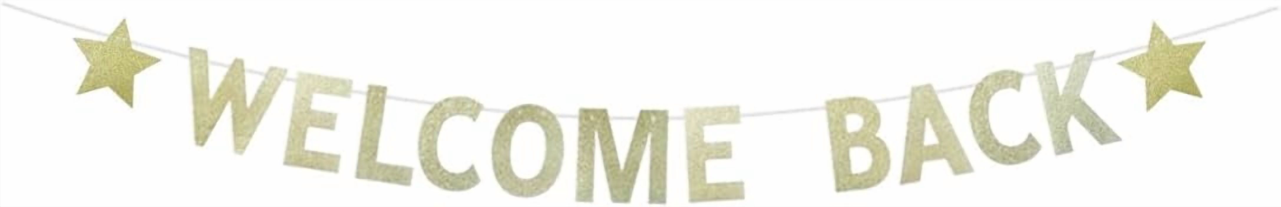 Welcome Back Gold Glitter Vintage Banner for First Day of School ...