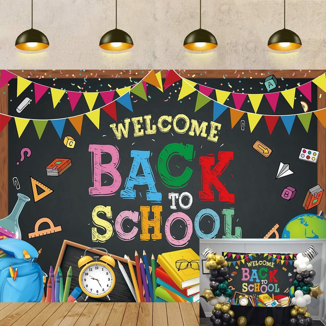 Welcome Back to School Backdrop Blackboard Colorful Pencils Photography ...