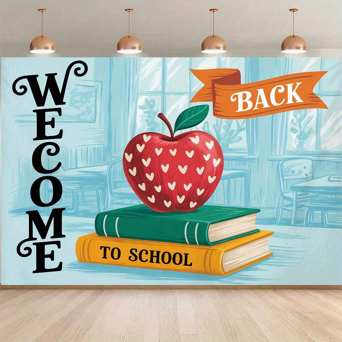 Welcome Back to School Backdrop Blue Classroom Scene First Day of ...