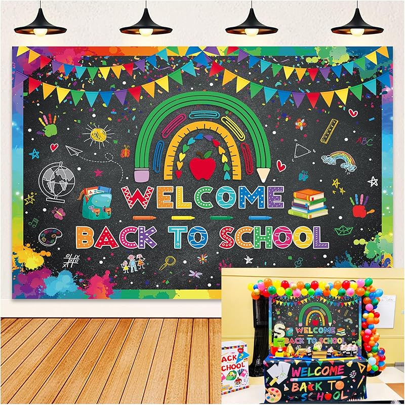 Welcome Back to School Backdrop Colorful Kindergarten First Day of ...