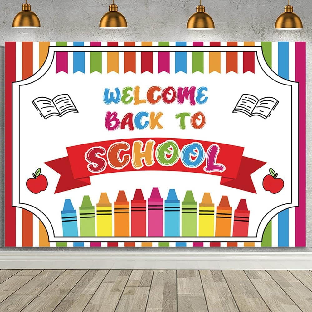 Welcome Back to School Backdrop Colourful First Day of School ...