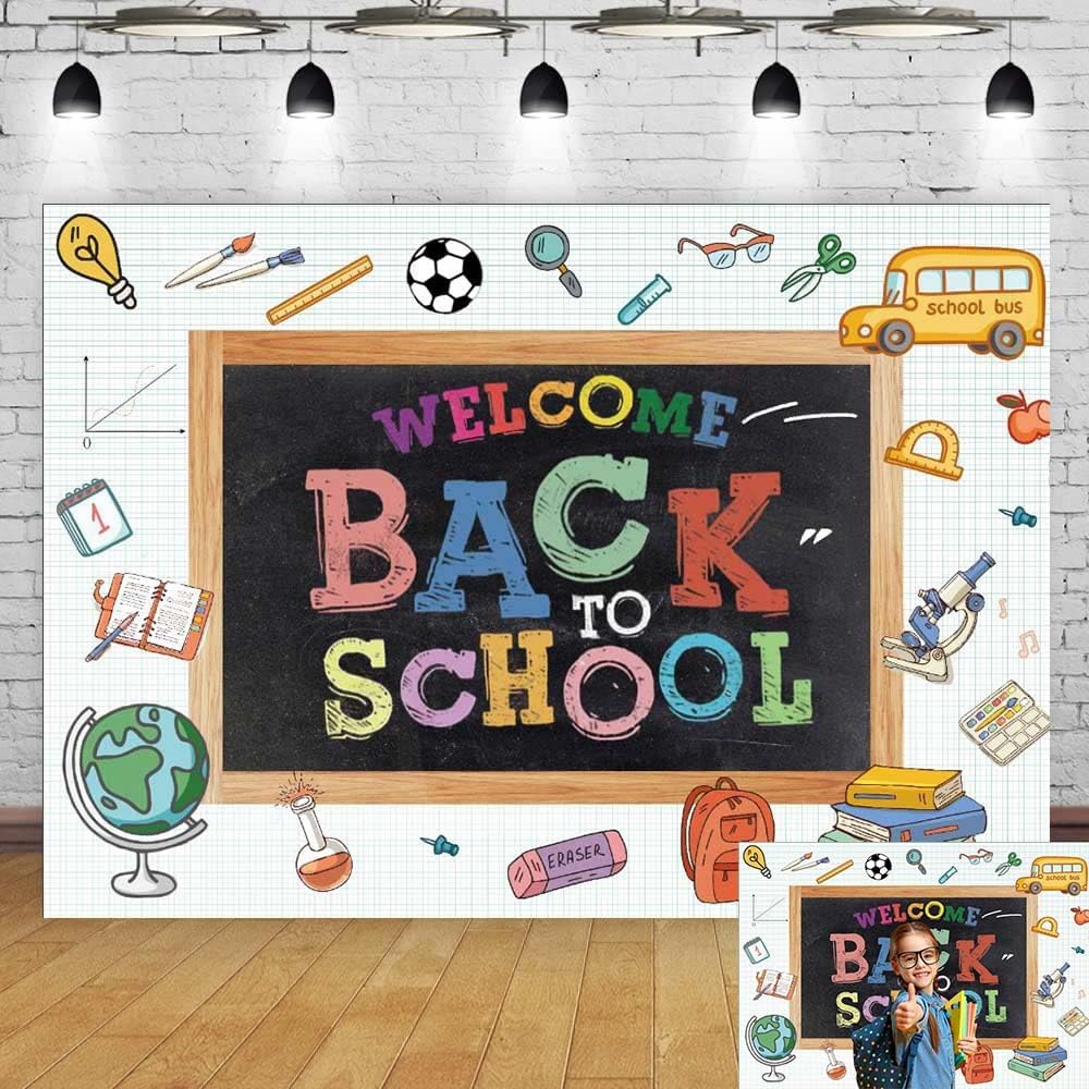 Welcome Back to School Backdrop First Day of School Kids Teacher ...
