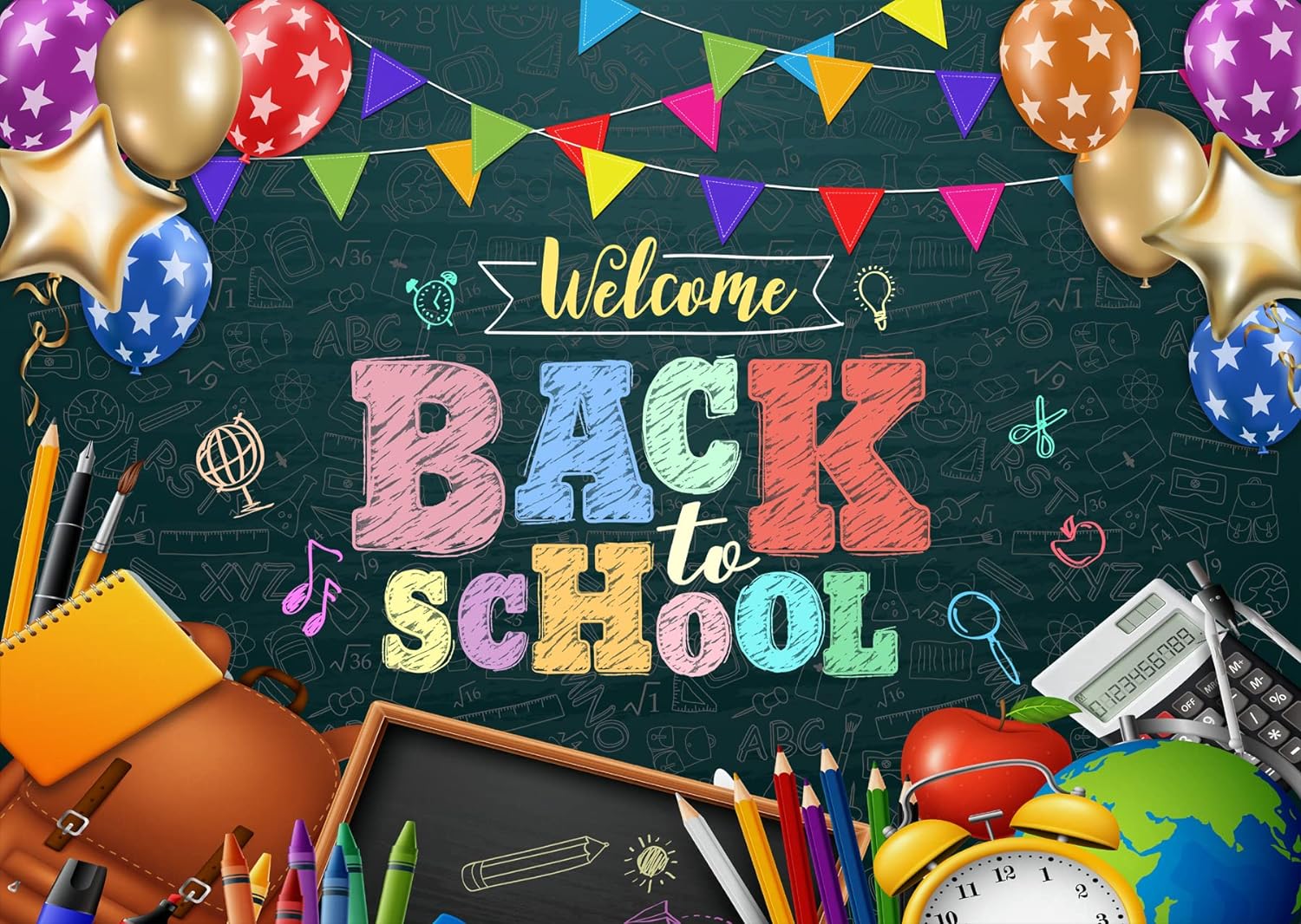 Welcome Back to School Backdrop First Day of School Photo Booth Props ...