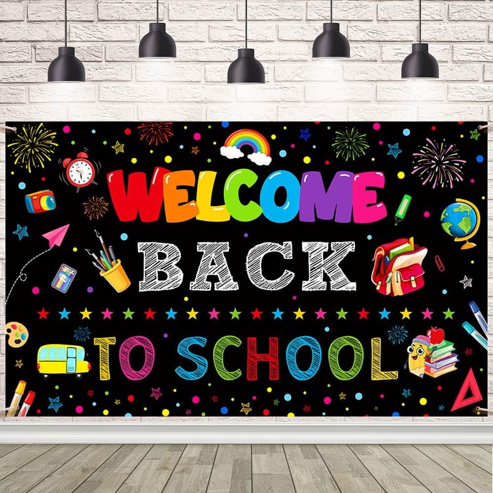 Welcome Back to School Backdrop First Day of School Banner Welcome Back ...