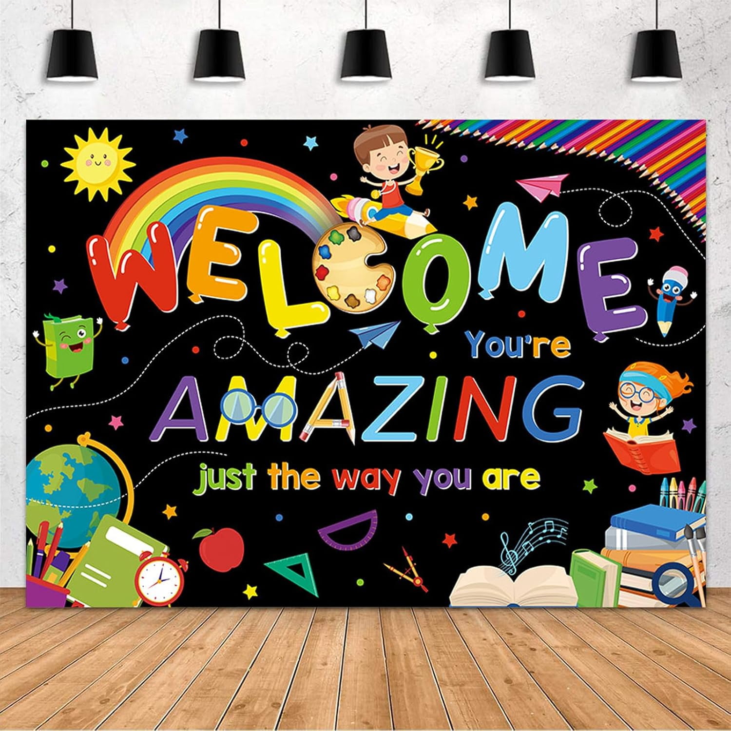 Welcome Back to School Backdrop First Day of School Decorations ...