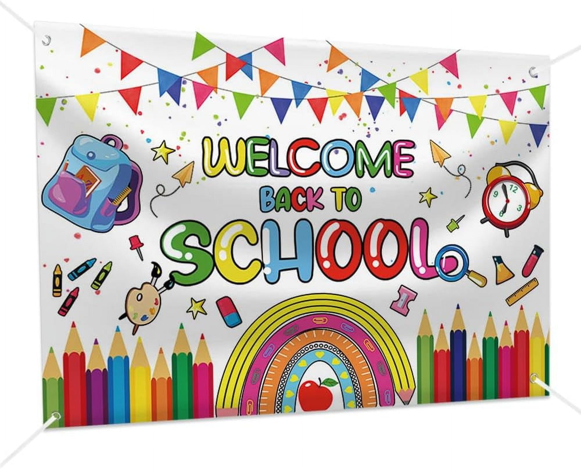 Welcome Back to School Backdrop First Day of School Decorations Welcome ...