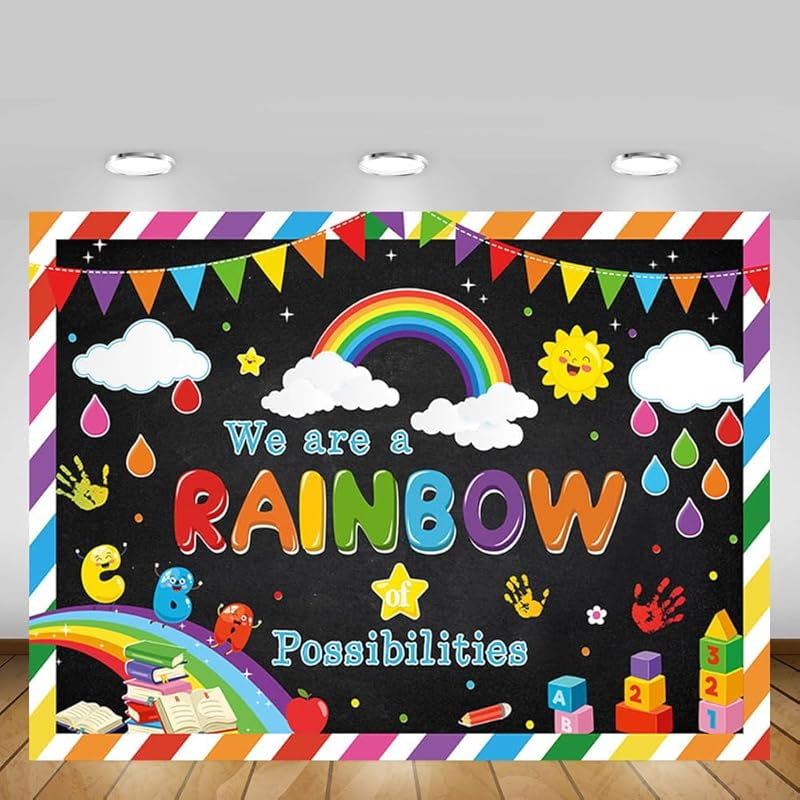 Welcome Back to School Backdrop Inspirational We are A Rainbow of ...