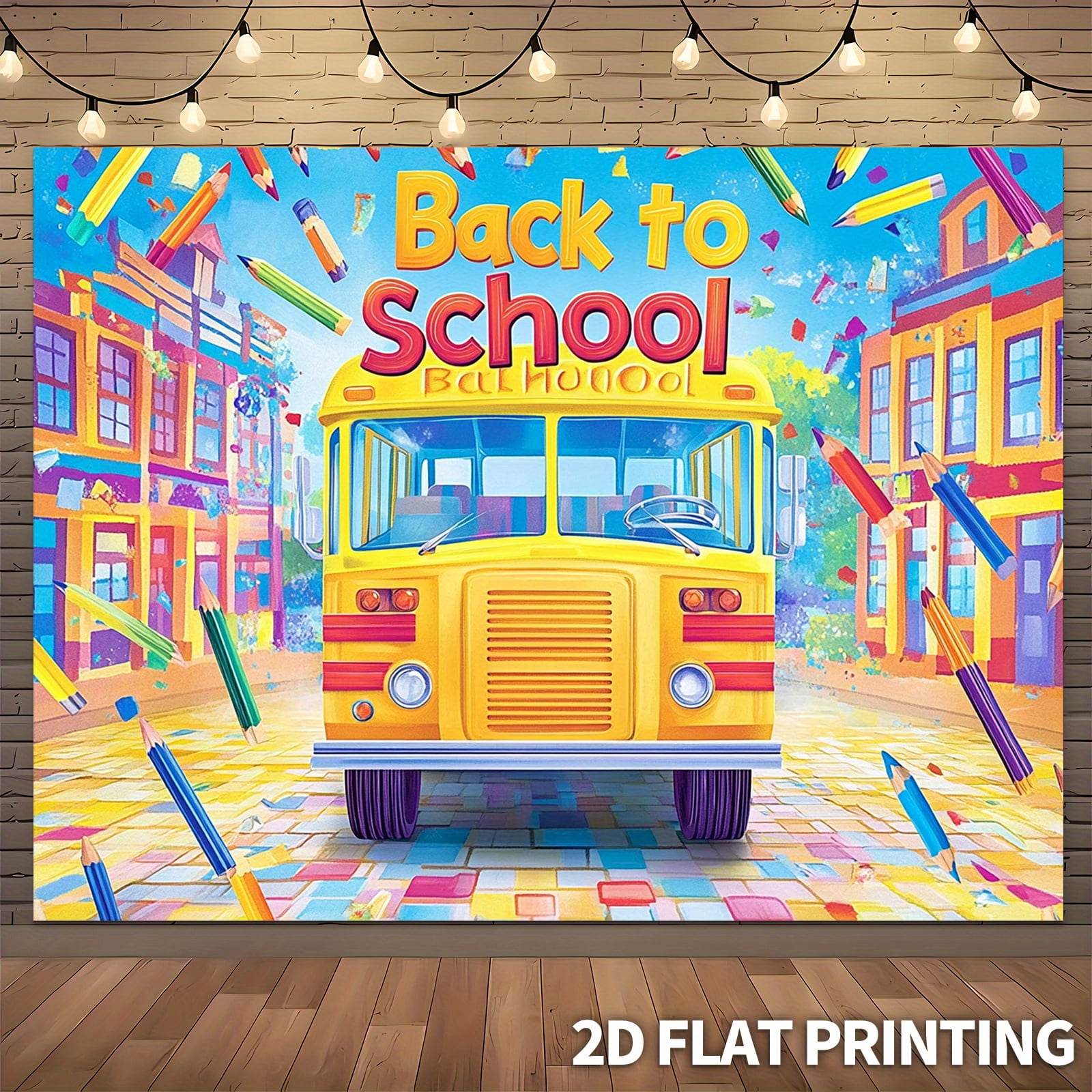 Welcome Back to School Backdrop Yellow School Bus First Day of School ...
