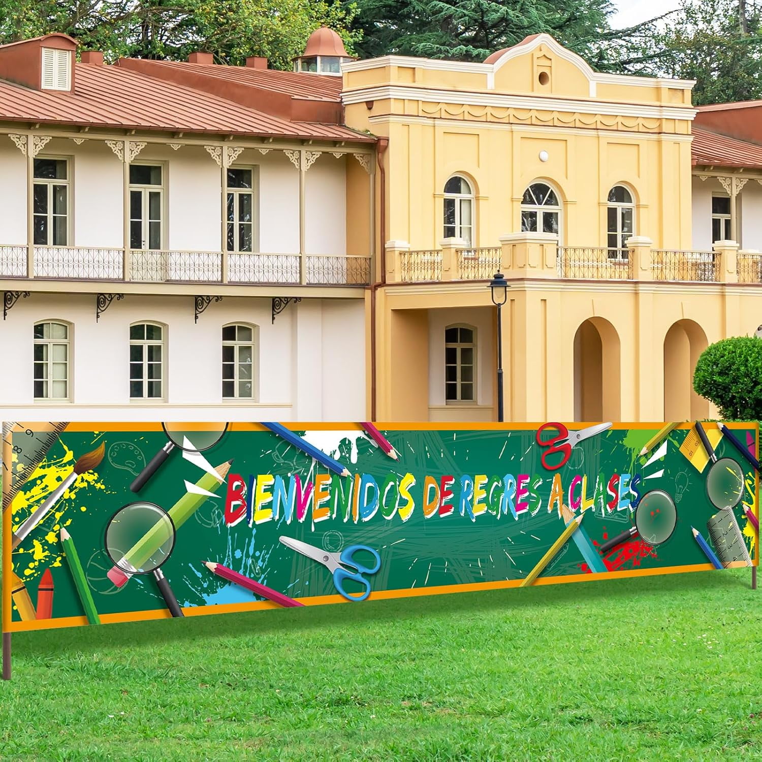 Welcome Back to School Banner Decoration Spanish Back To School Yard ...