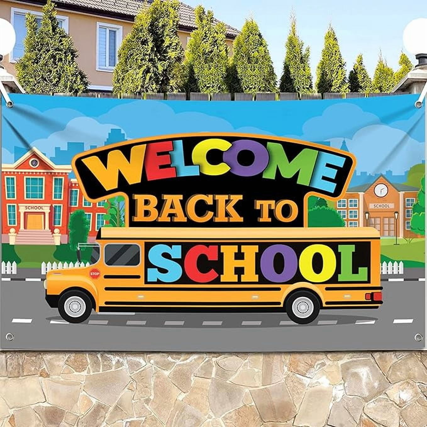 Welcome Back To School Banner | school Bus Backdrop | Back To School ...