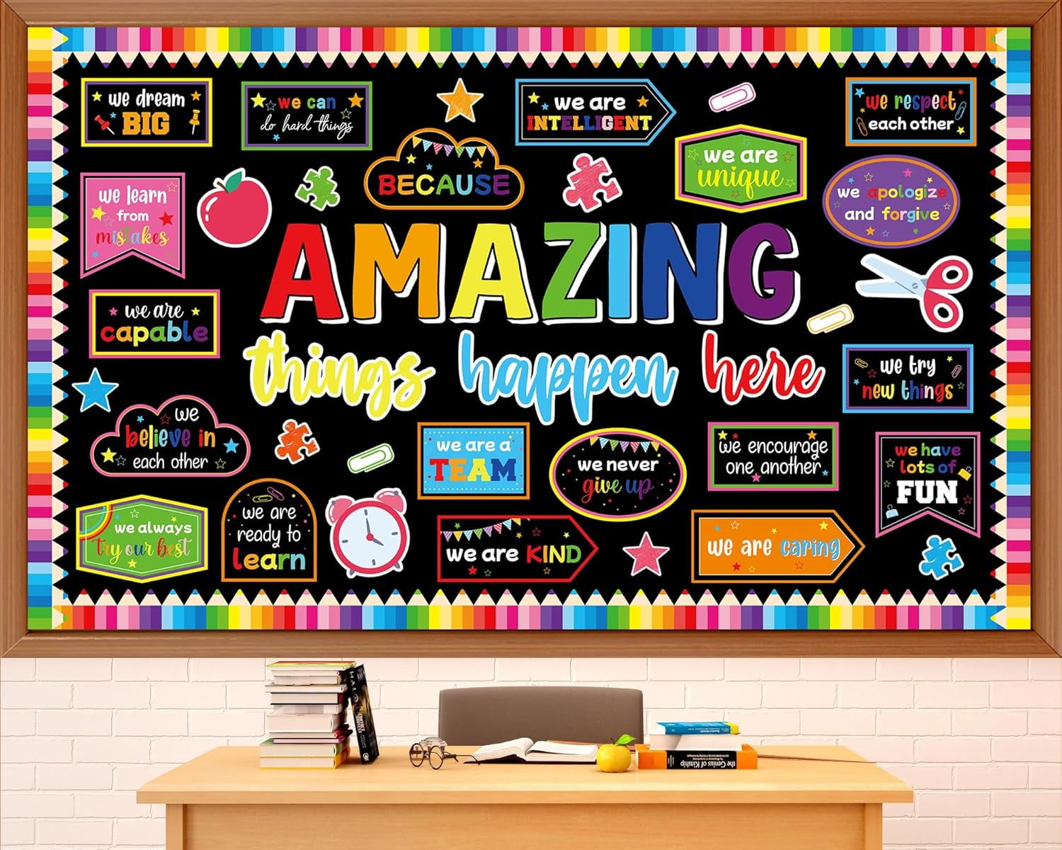 Welcome Back to School Bulletin Board Decorations Set Amazing Things ...