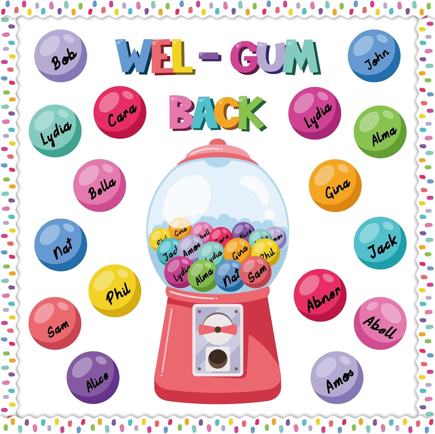 Welcome Back to School Bulletin Board Decorations, WEL-Gum Gumball ...
