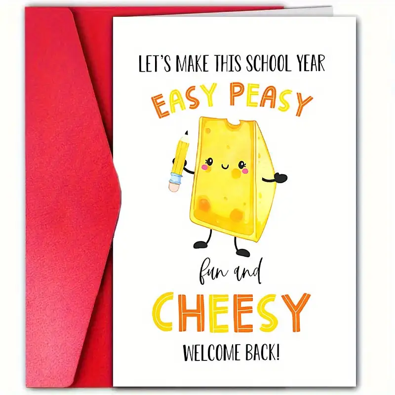Welcome Back to School Card – “Easy Peasy Fun and Cheesy” Design ...