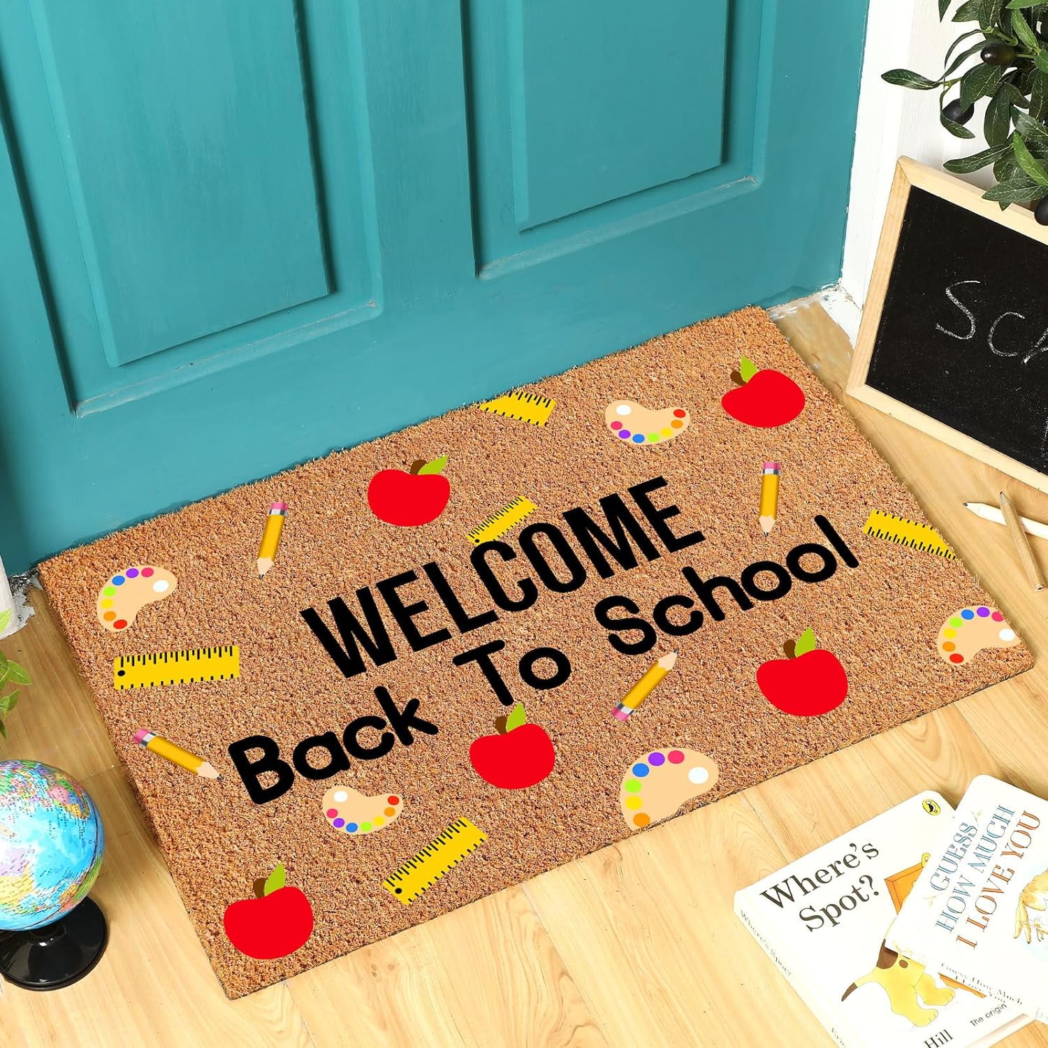 Welcome Back to School Coir Doormat with Nonslip Backing Ruler Pen ...