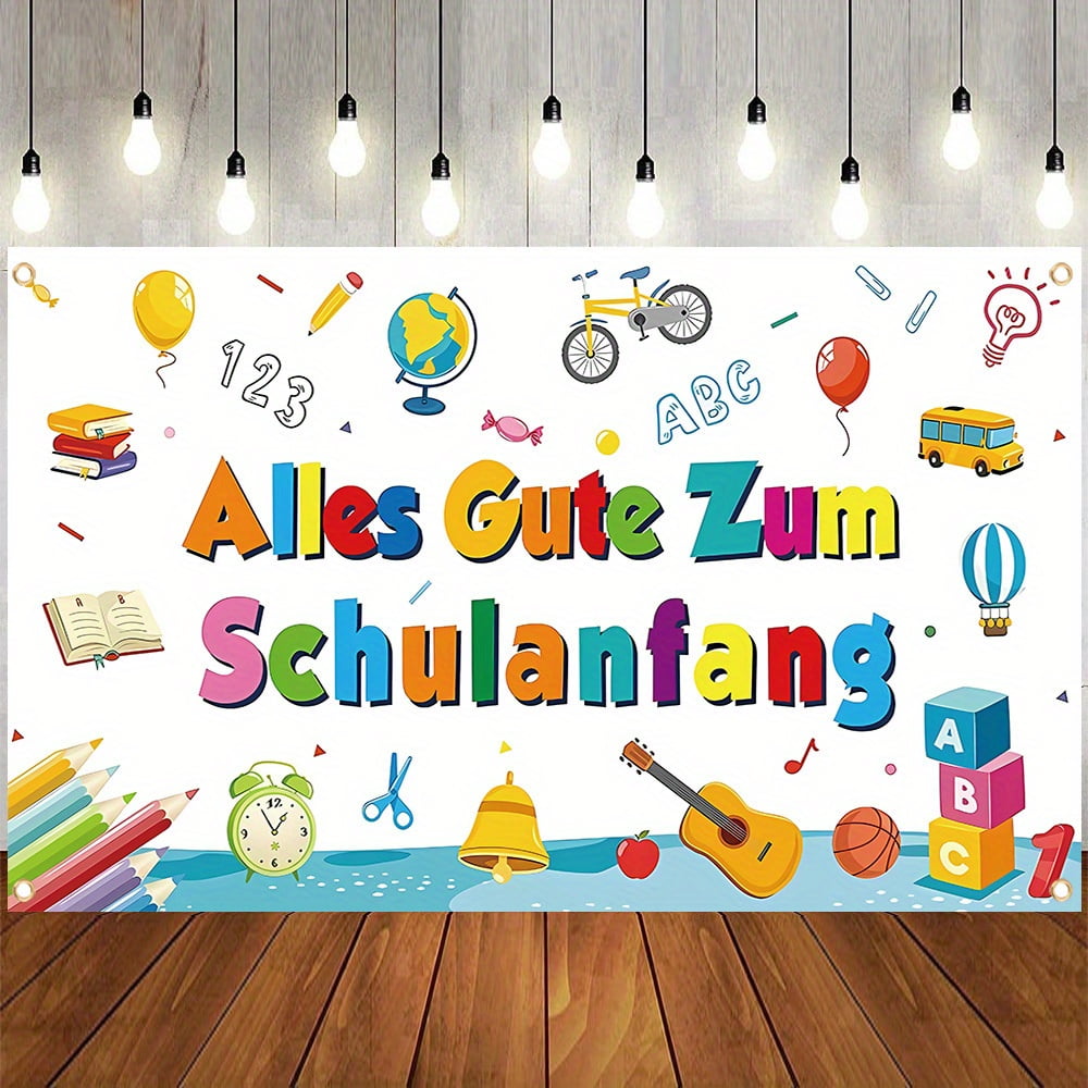 Welcome Back To School Decorative Banner, Polyester, School Supplies ...