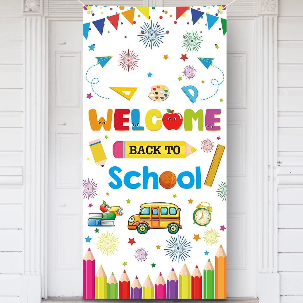 Welcome Back to School Door Banner Decorations Classroom Door Cover ...