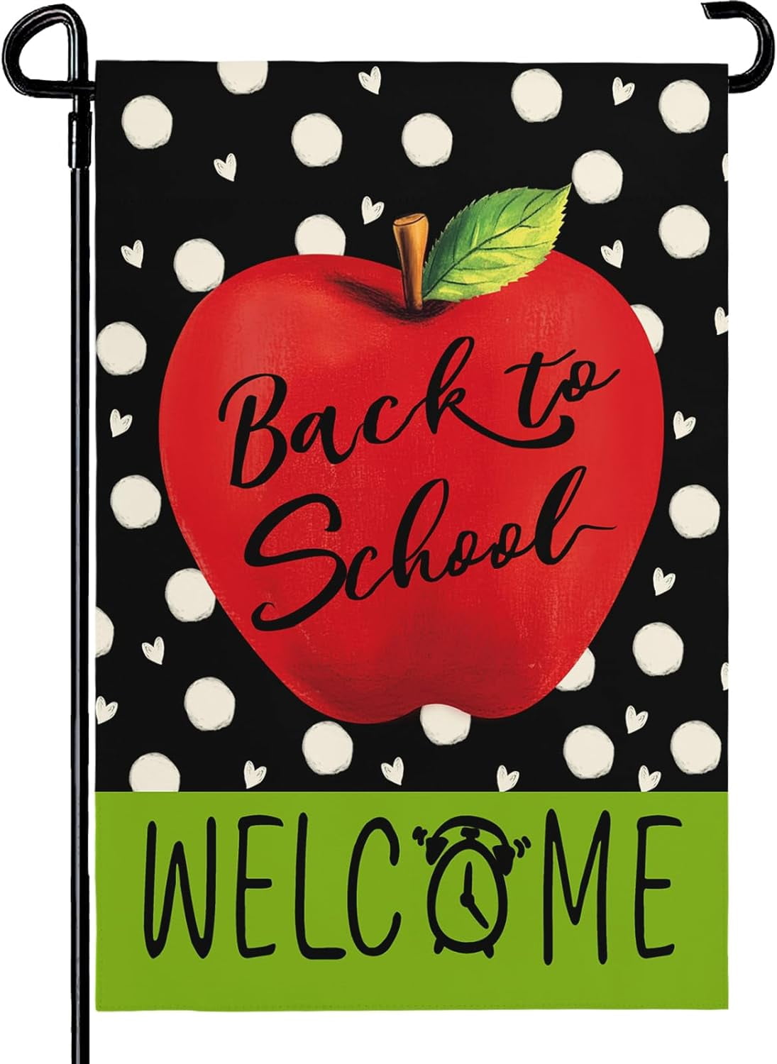 Welcome Back to School Garden Flags Apple Alarm Clock Yard Flags First ...
