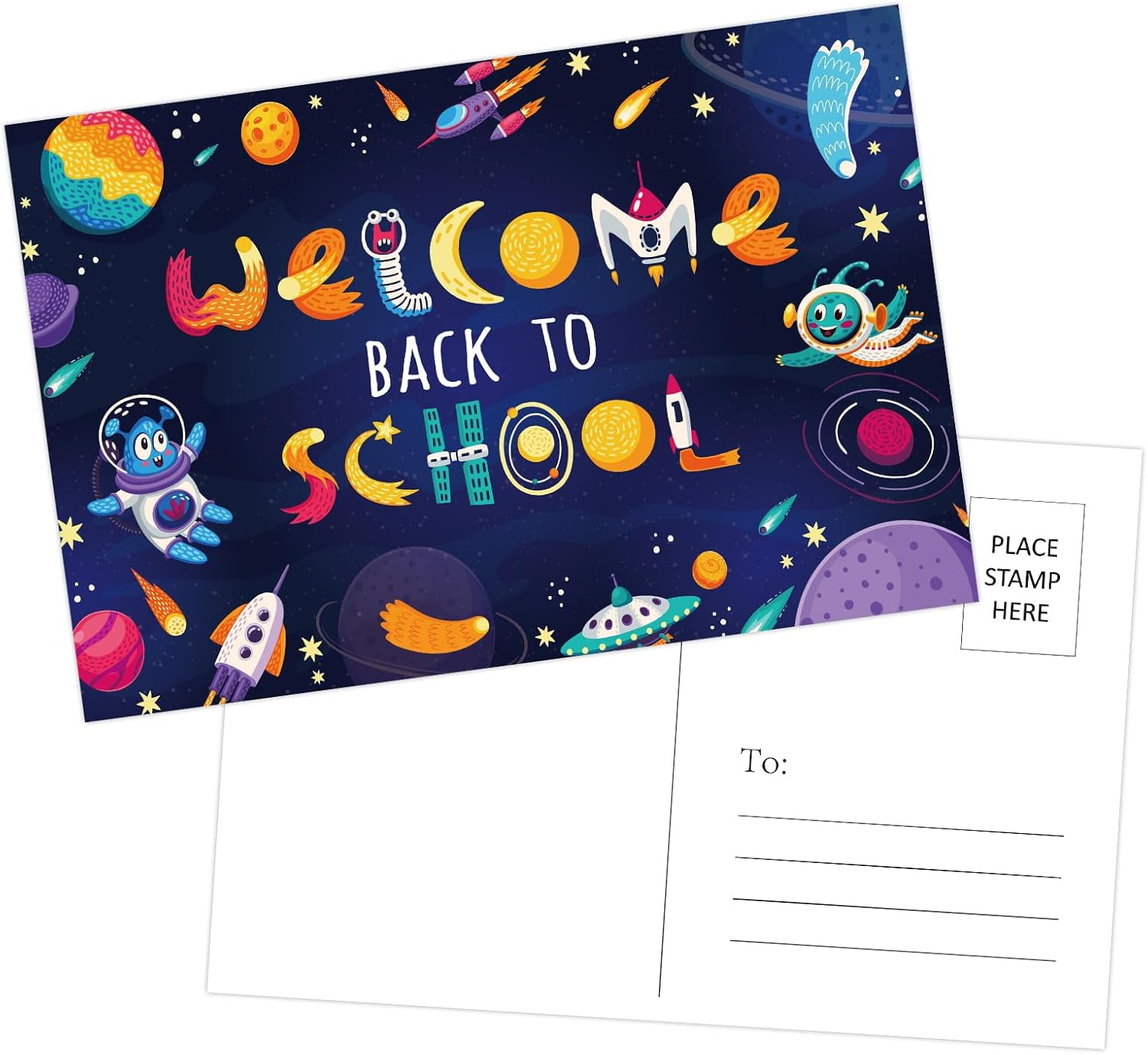 Welcome Back to School PostCards - 30pcs Alien Postcards for Teachers to Send to Students ...