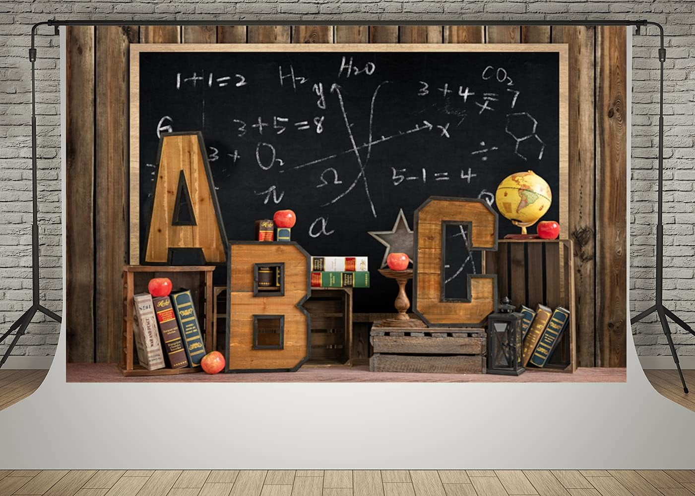 Welcome Back to School Backdrop for Photography Black Chalkboard Globe ...