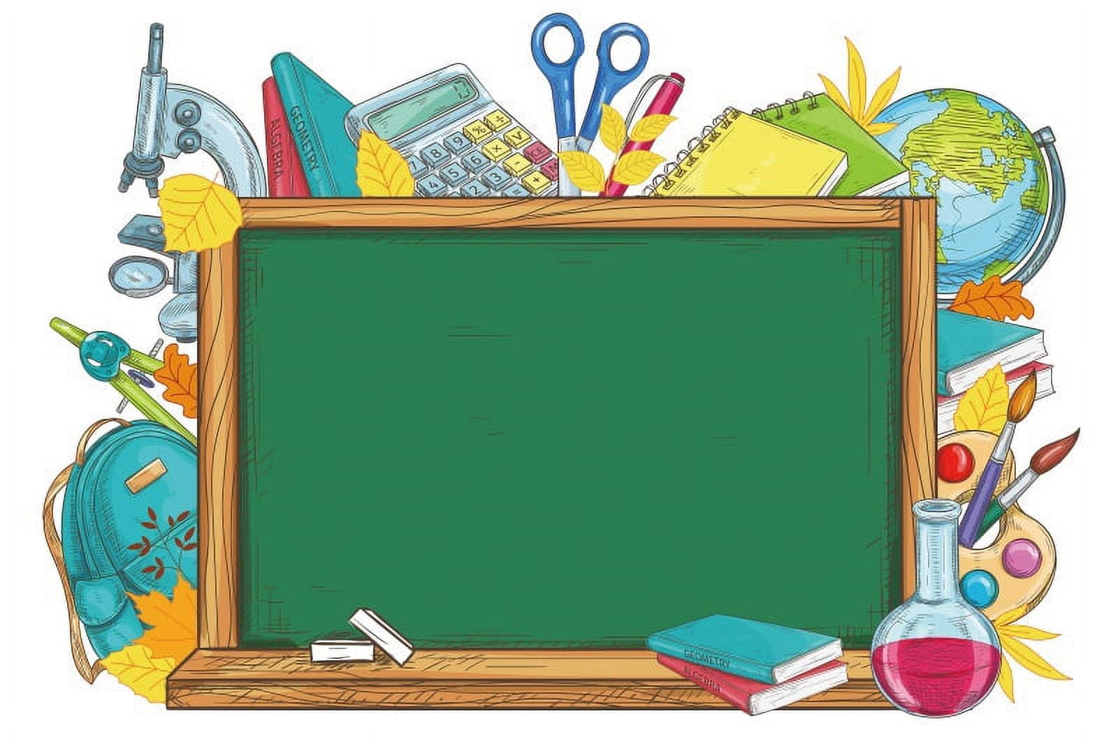 Welcome Back to School Backdrop for Photography Black Chalkboard Globe ...