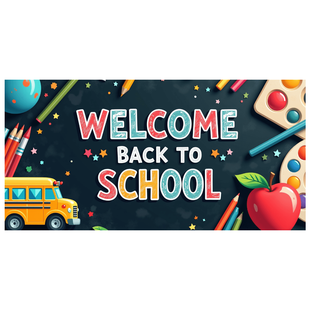 Welcome Back to School Banner Horizontal School Bus and Books ...