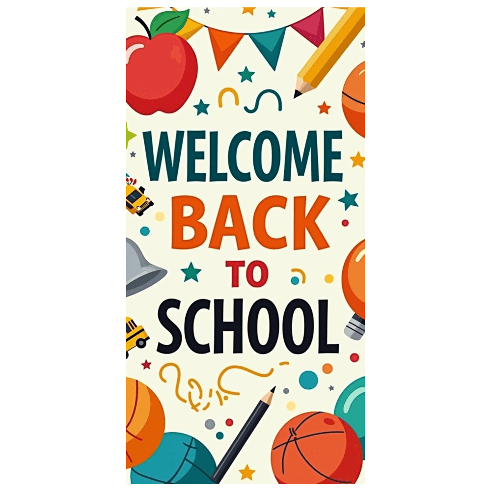 Welcome Back to School Banner Pencil Apple Basketball Decorations ...
