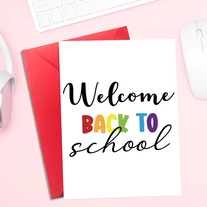 Welcome Back to School Card – Colorful Design with Envelope – Perfect ...