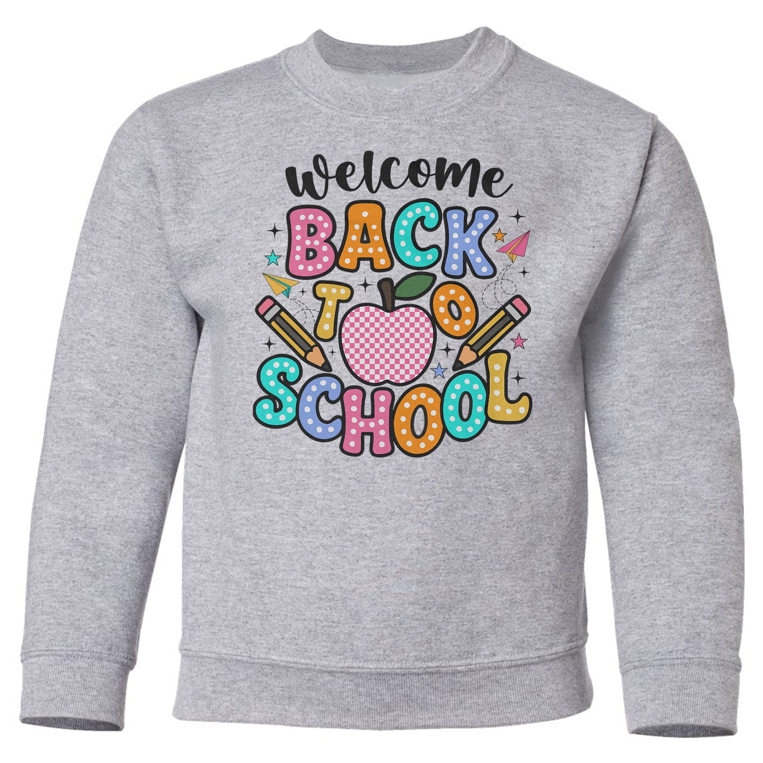 Welcome Back to School - Groovy Apple Grpahic Teacher Youth Crewneck ...