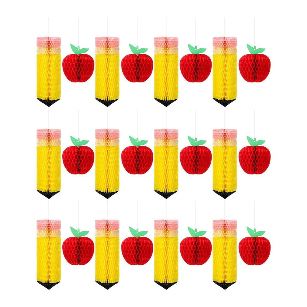 Welcome Back to School Hanging Decorations, Pencil Hanging Honeycomb ...