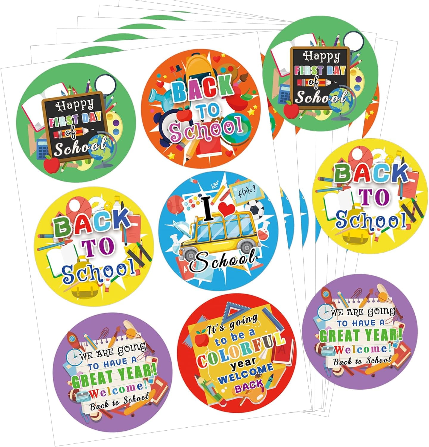 Welcome Back-to-School Labels First Day of School Present Tags Stickers ...