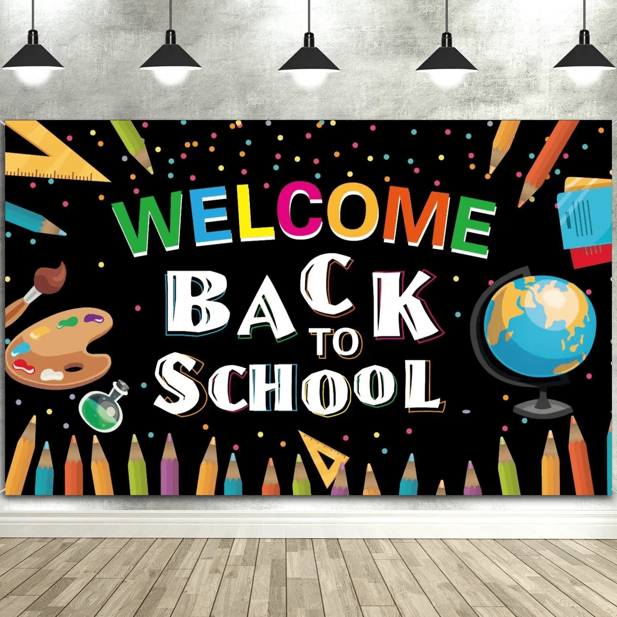 Welcome Back to School Party Banner, Fabric Black，Decorations Banner ...