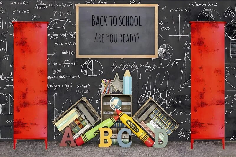 Welcome Back to School Photography Backdrop Black Chalkboard Globe Book ...