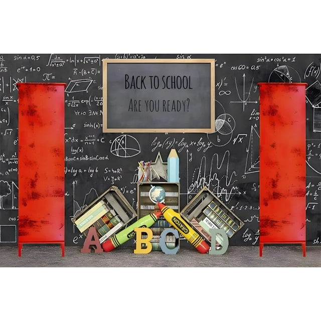 Welcome Back to School Photography Backdrop Black Chalkboard Globe Book ...