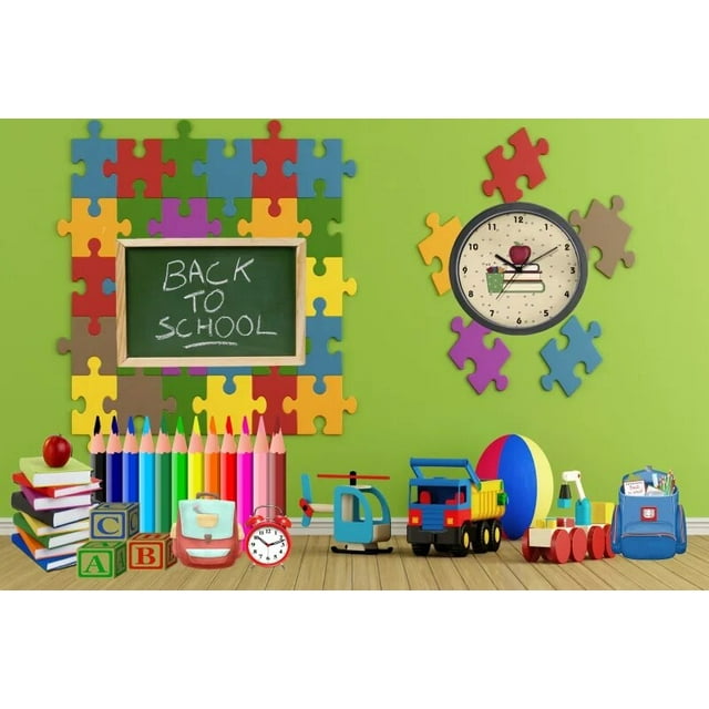 Welcome Back to School Photography Backdrop Black Chalkboard Globe Book ...