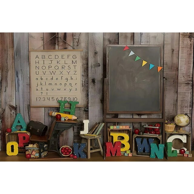 Welcome Back to School Photography Backdrop Black Chalkboard Globe Book ...