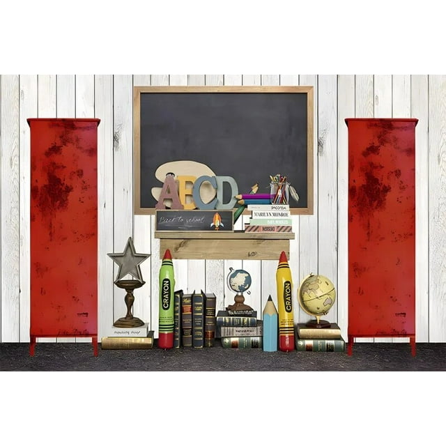 Welcome Back to School Photography Backdrop Black Chalkboard Globe Book ...