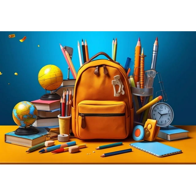 Welcome Back to School Photography Backdrop Black Chalkboard Globe Book ...