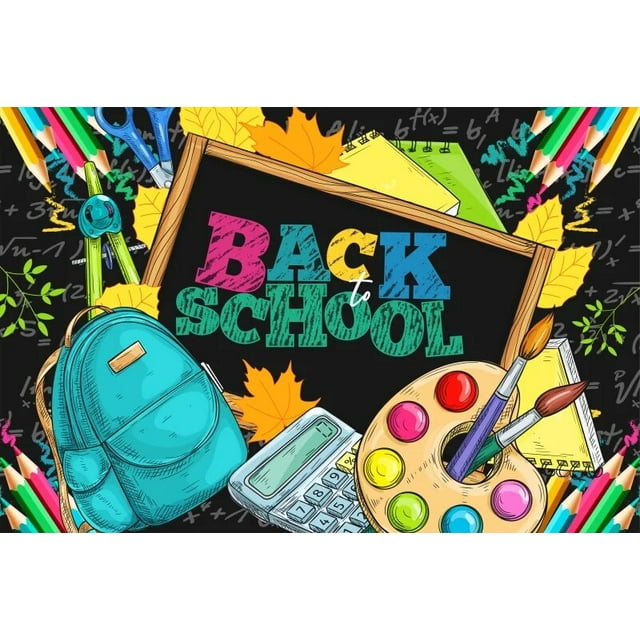 Welcome Back to School Photography Backdrop Black Chalkboard Globe Book ...