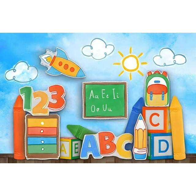 Welcome Back to School Photography Backdrop Black Chalkboard Globe Book ...