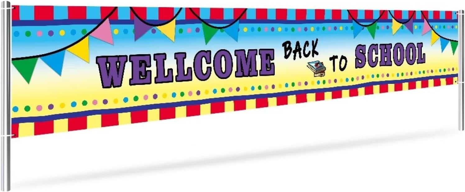 Welcome Back to School Porch Sign Banner Decorations Large Long Fabric ...
