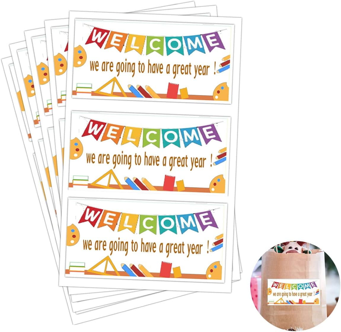 Welcome Back to School Stickers Labels,2×3 Inch Back-to-School Present ...