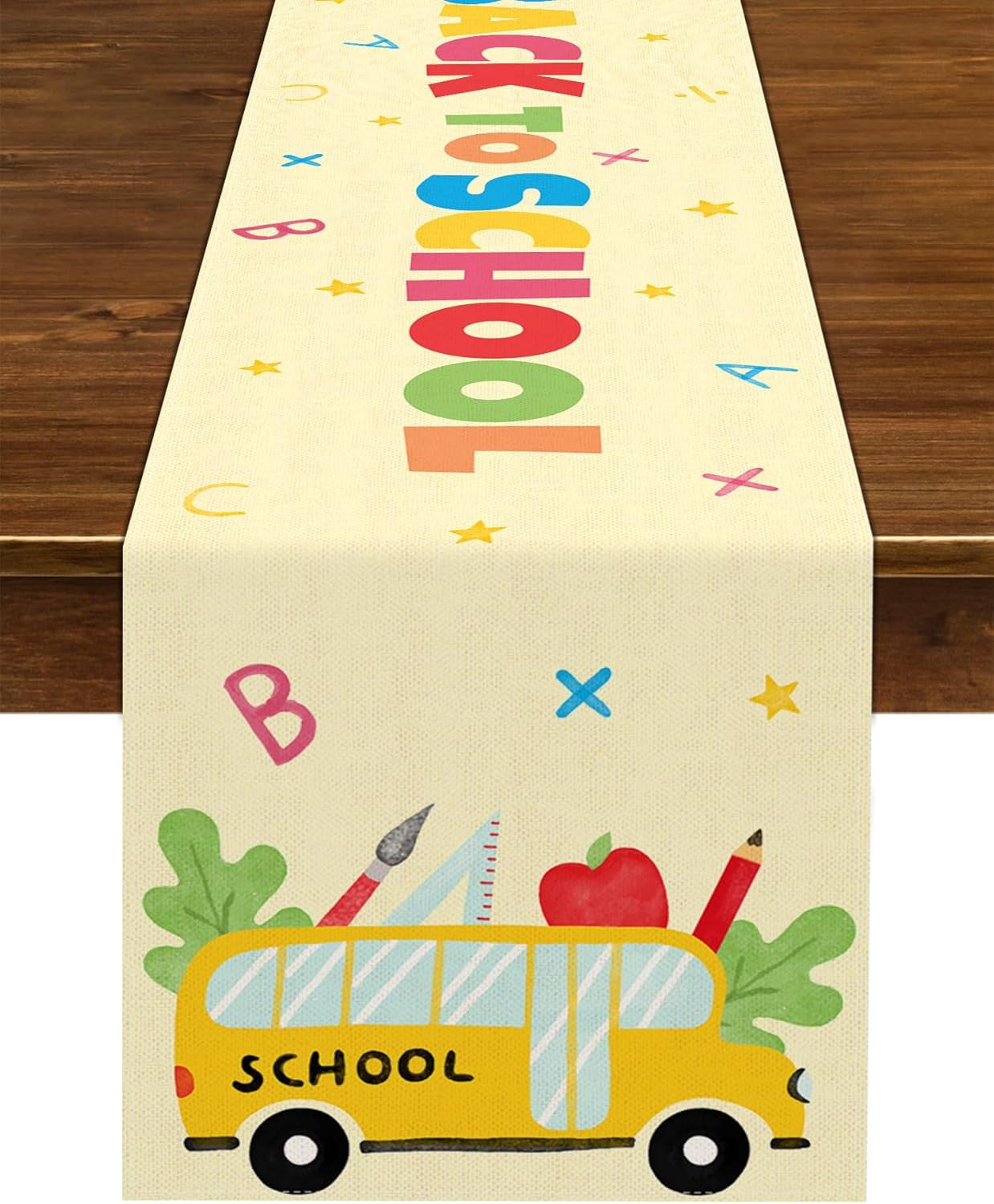 Welcome Back to School Table Runner School Bus Kids First Day of School ...