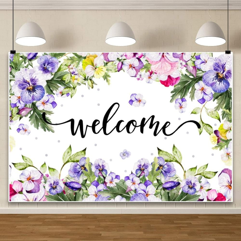 Welcome Backdrop Elegant Floral Welcome Home Banner Decorations ...