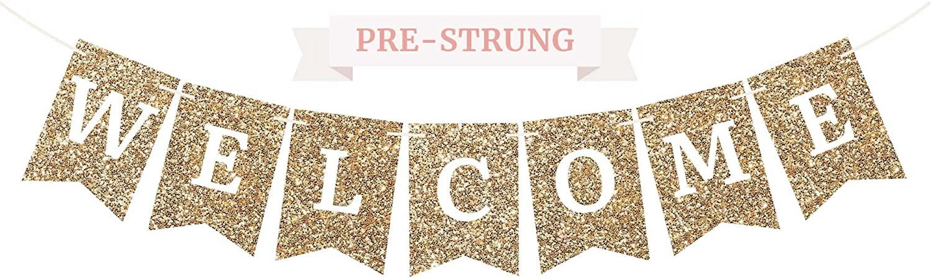 Welcome Banner - - Gold Glitter Welcome Banner - on 6 ft Strand ...